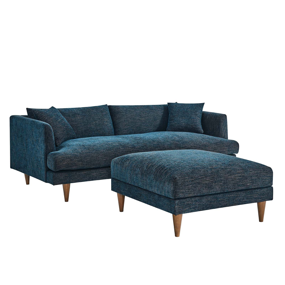 Wildwood Sofa + Ottoman in Azure Heathered Woven – Sillou