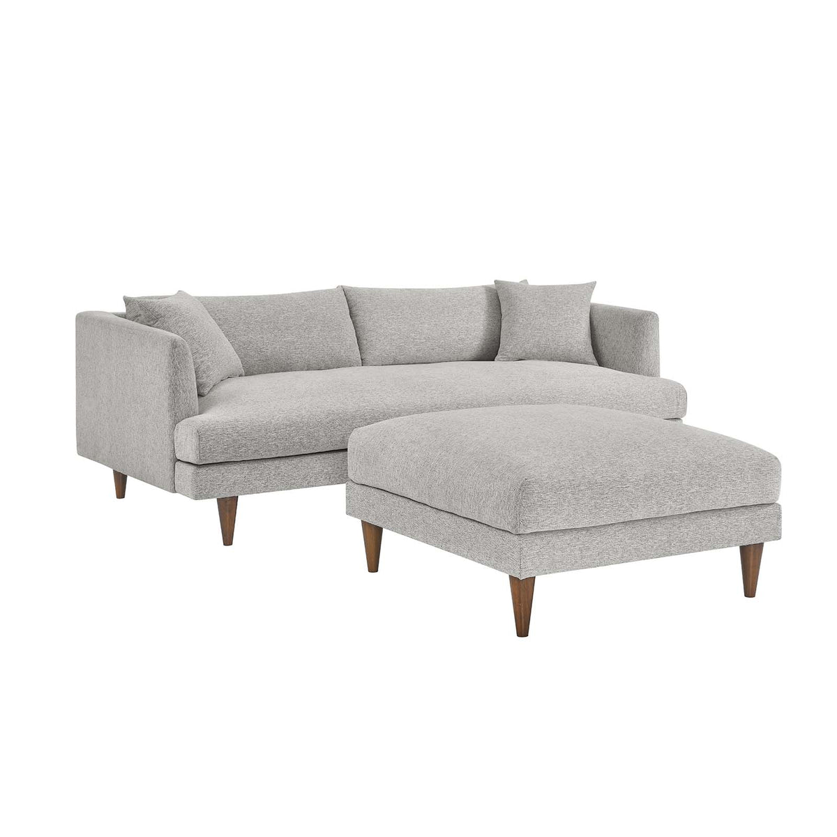 Wildwood Sofa + Ottoman in Light Gray Heathered Woven – Sillou