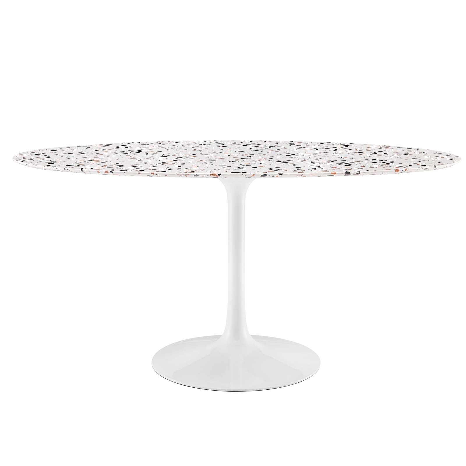 Dewdrop 60 Oval Dining Table in White Terrazzo